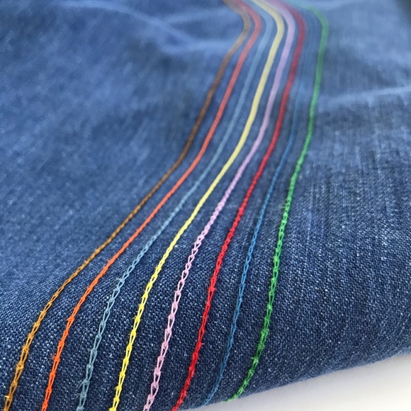 Vintage | Jeans | 7s Vintage Rainbow Embroidered Jeans | Poshmark